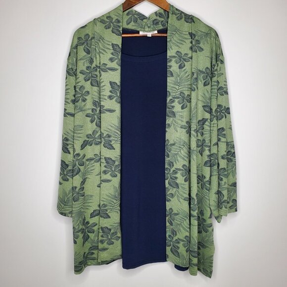 Serengeti | Tops | Serengeti Womens Green Blue Floral Two Fer Top Size ...